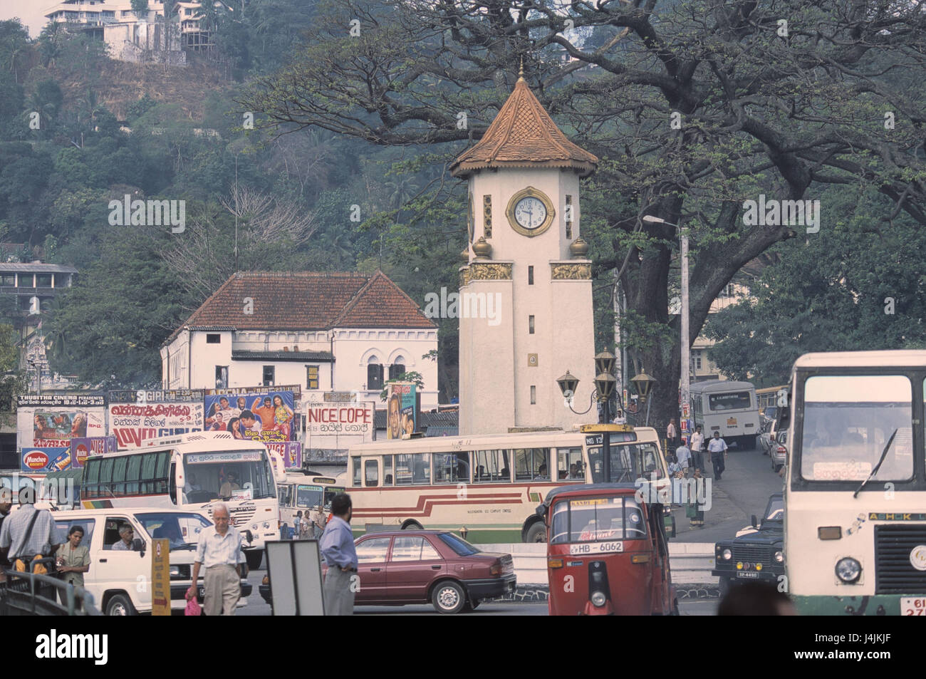 Sri Lanka, Kandy, city centre, Clock Tower, bus station Asia, South ...