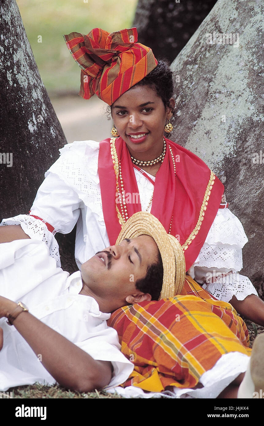 Martinique, couple, clothes, traditionally, détente folklore, man, lie ...