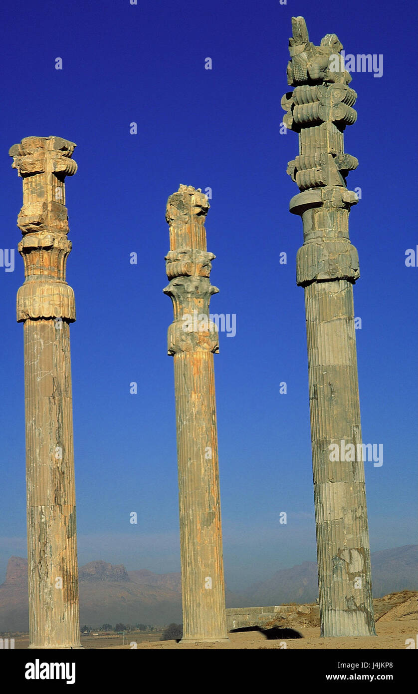 Iran, Schiras, Persepolis, Apadana, pillars Asia, the Near East ...