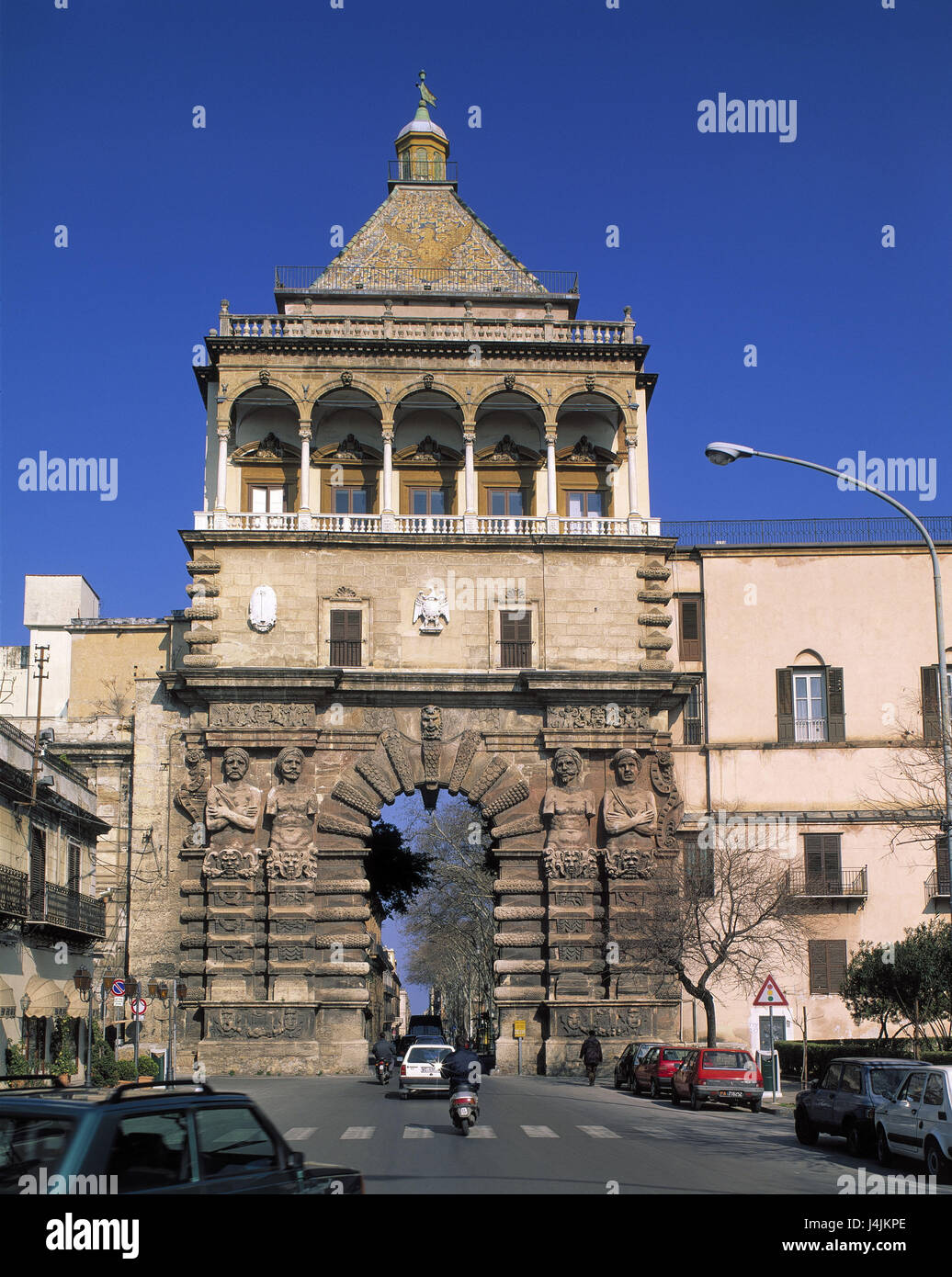 Italy, Sicily, Palermo, Porta Nuova Europe, island, gate, archway, town ...