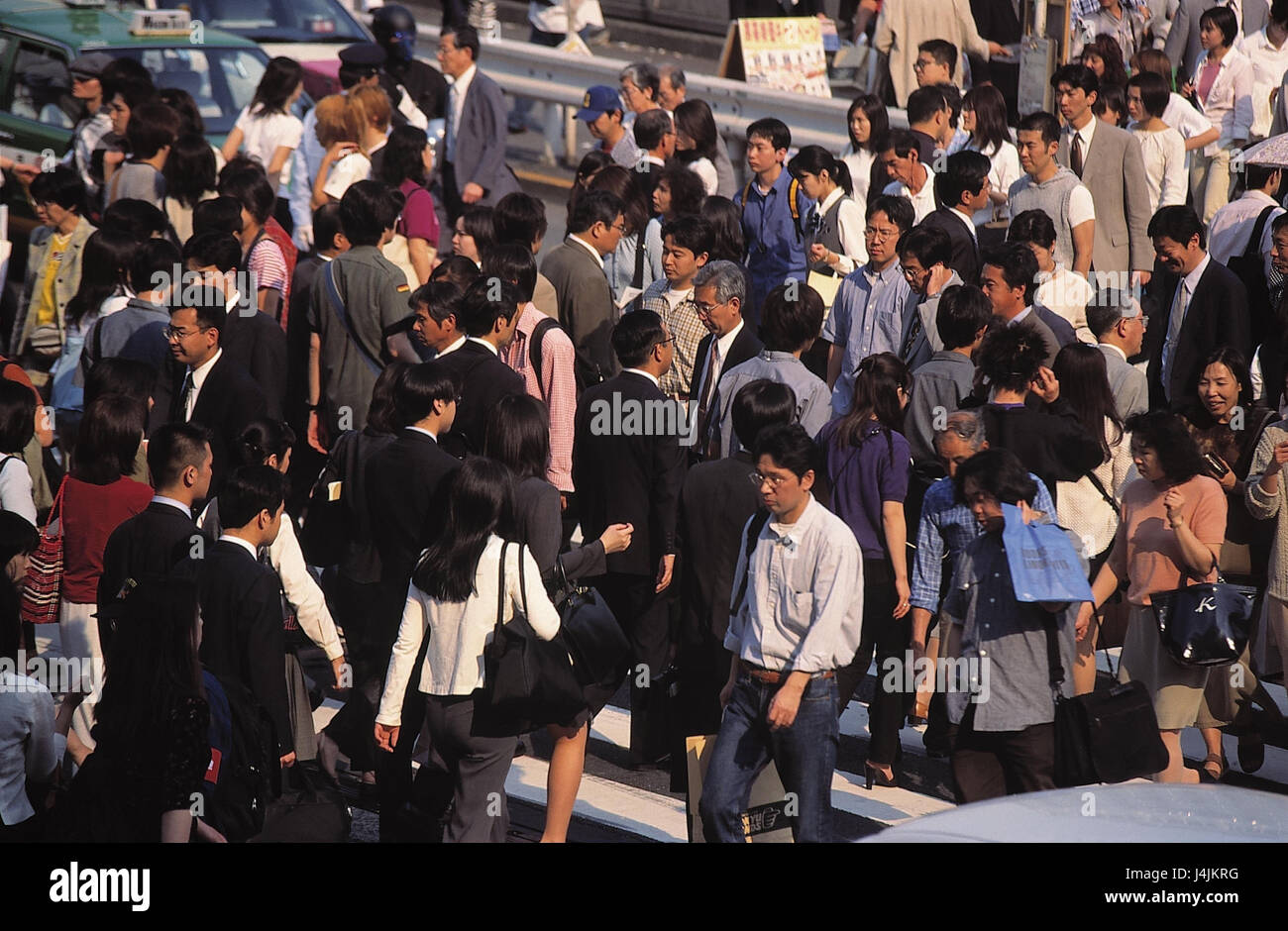 Japan, Tokyo, Shinjuku, zebra crossing, passer-by, street, cross people ...
