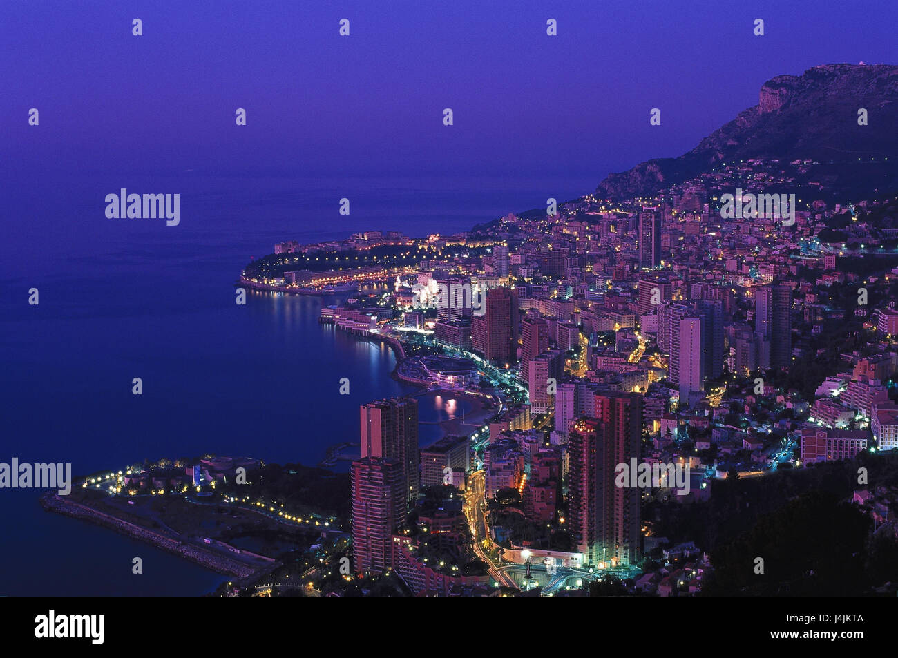 Monaco, Monte Carlo, town overview, evening coast, town, the ...