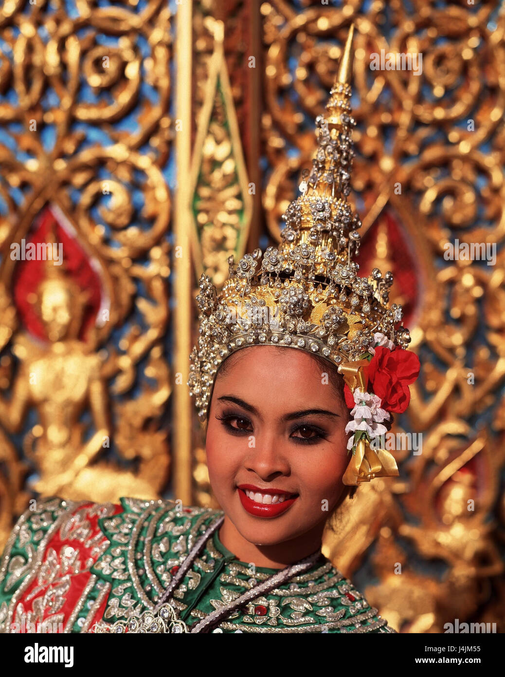 Thailand, temple dancer, portrait outside, folklore, dancer, traditions ...