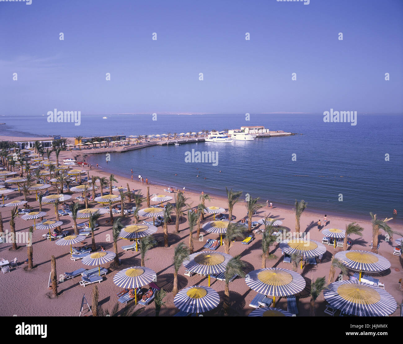 Egypt, Hurghada, beach outside, beach, sandy beach, the Red Sea, sea ...