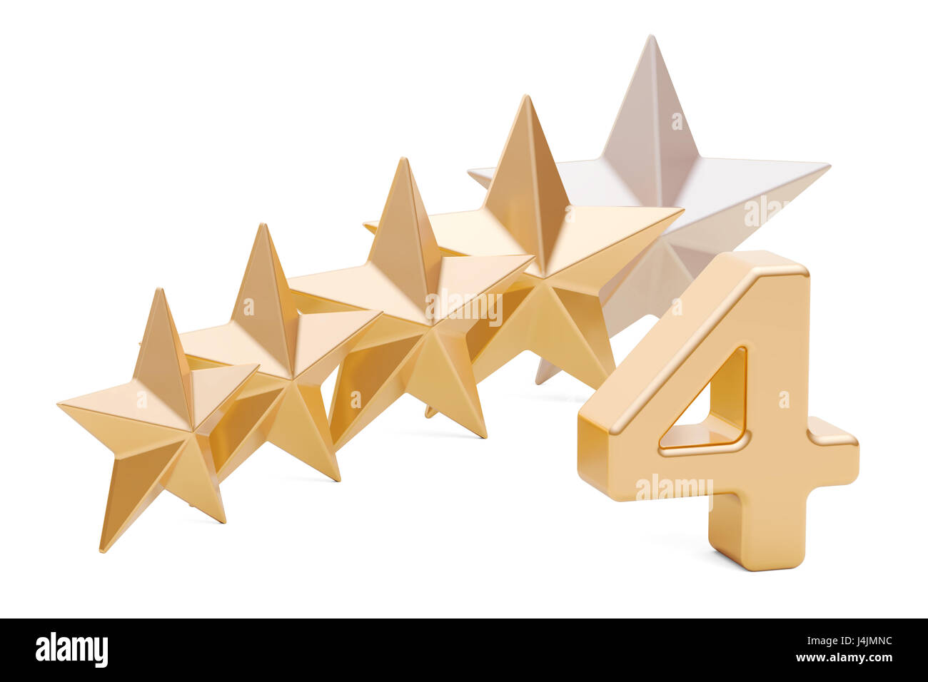 4 stars rating concept, 3D rendering isolated on white background Stock ...