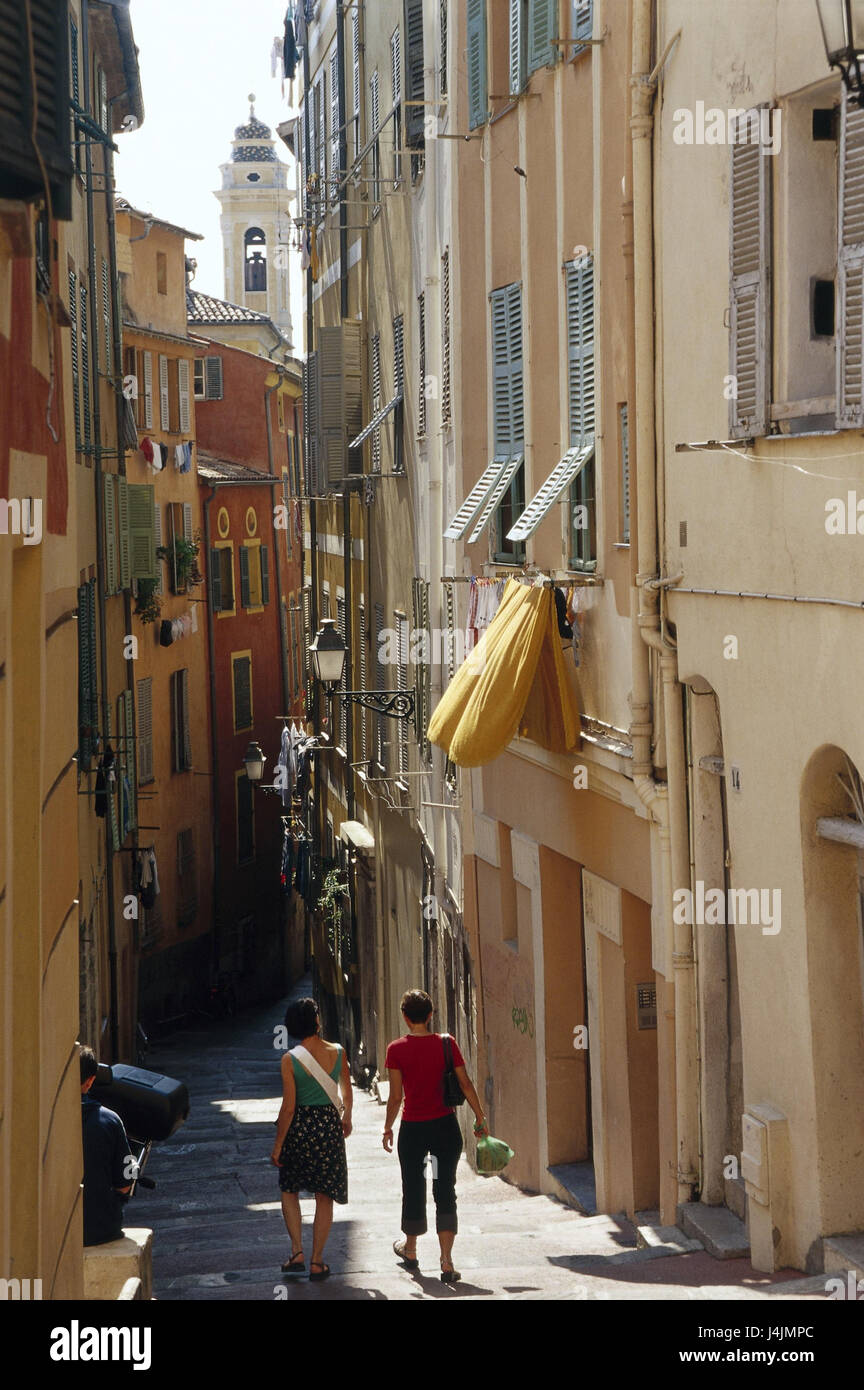France, Riviera, Nice, Old Town, lane, pedestrian Côte d'Azur ...