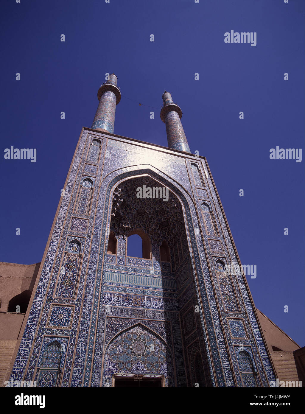Iran, Yazd, mosque, detail outside, Masjed-e-Jame, Jame mosque ...