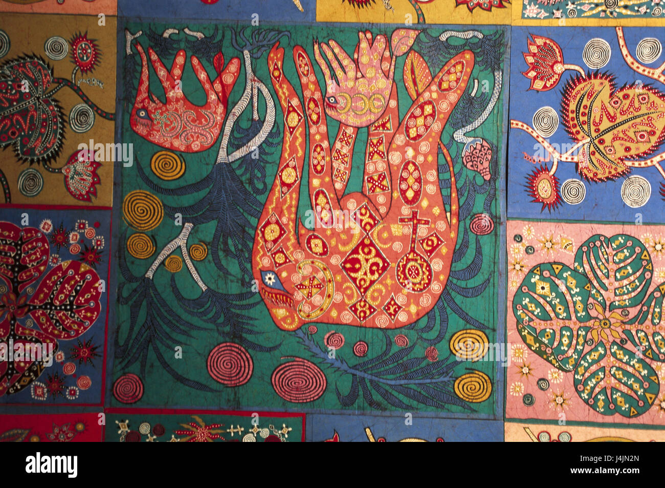 Sri Lanka, handicraft, substance cloth, batik work South Asia, island ...