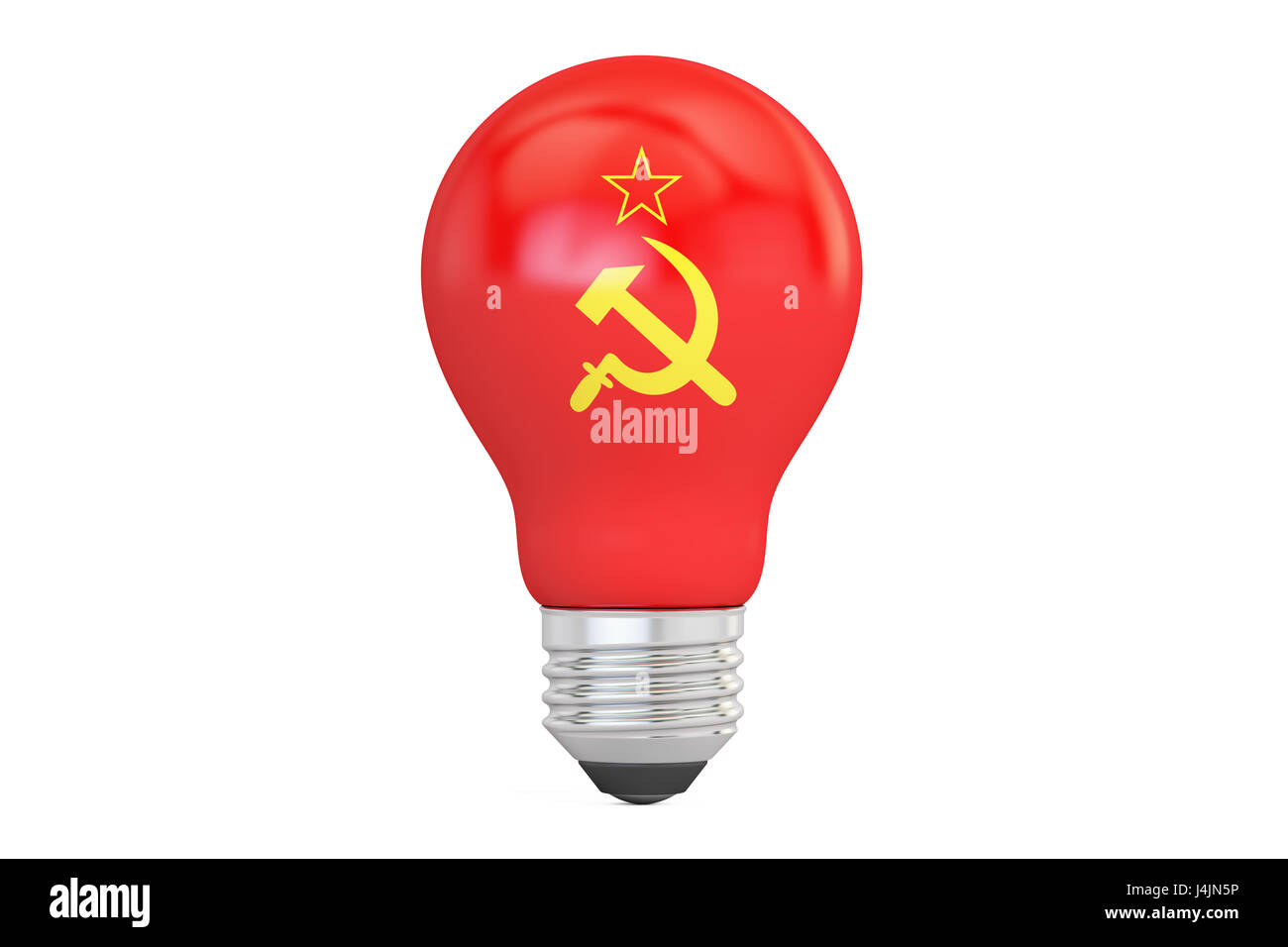 Light bulb with Soviet Union flag, 3D rendering isolated on white ...
