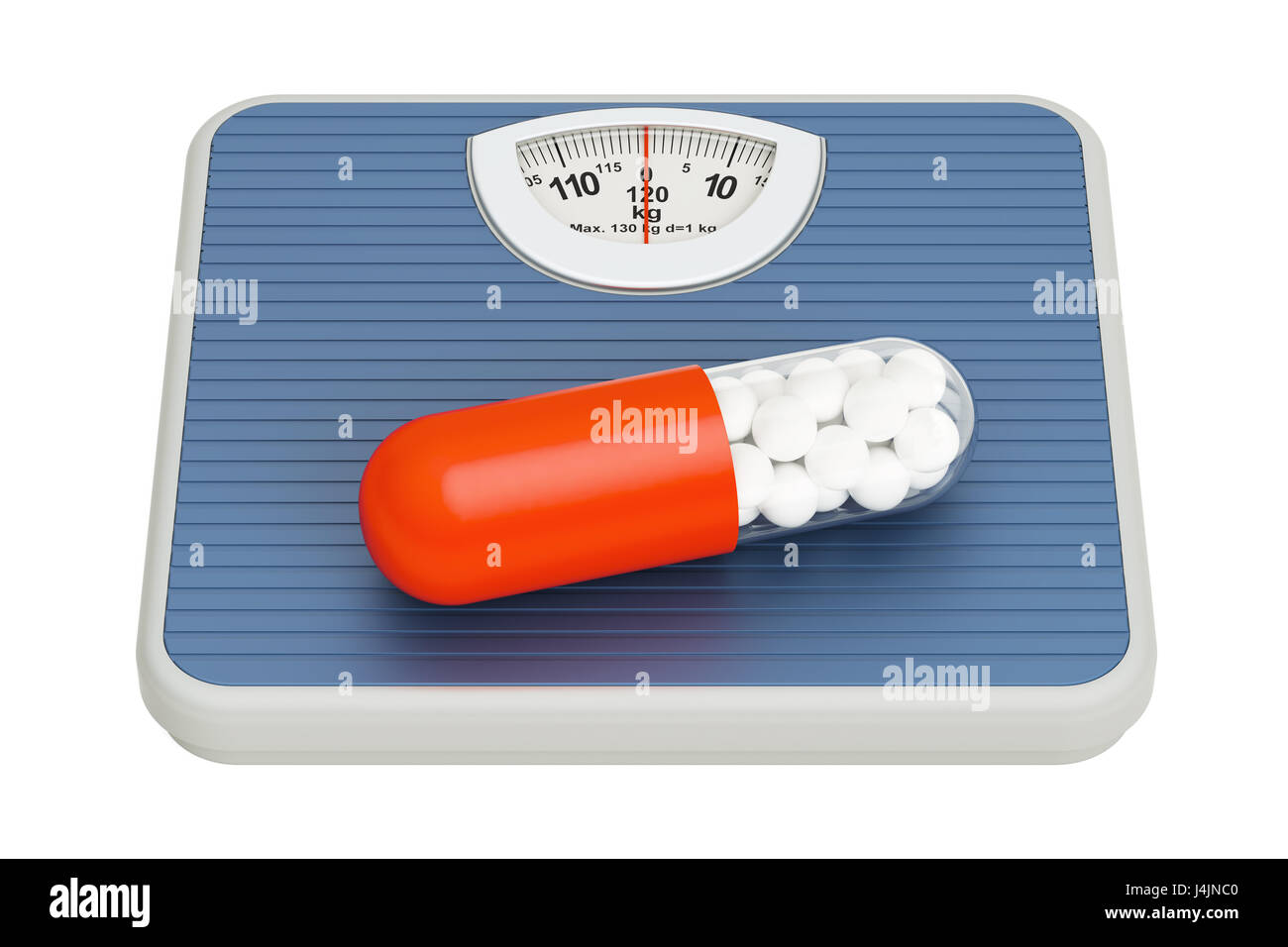 Weight scale with diet pill, 3D rendering isolated on white background ...