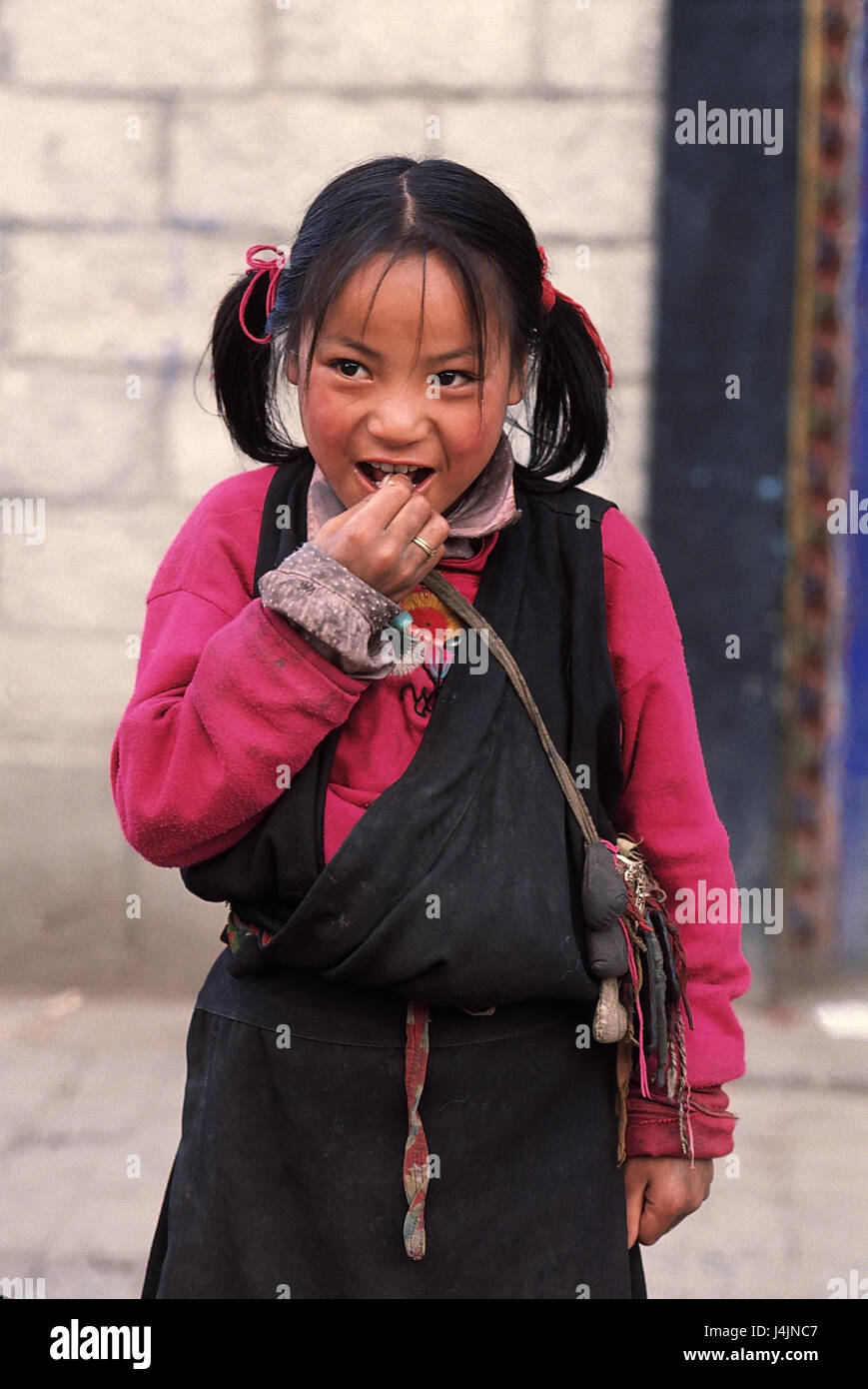 China, Tibet, Lhasa, girl Lasa, outside, child, Tibetan, Tibetan Stock ...