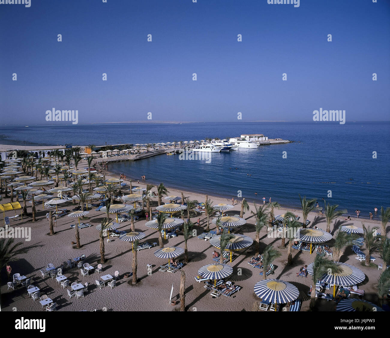 Egypt, Hurghada, beach outside, beach, sandy beach, the Red Sea, sea ...