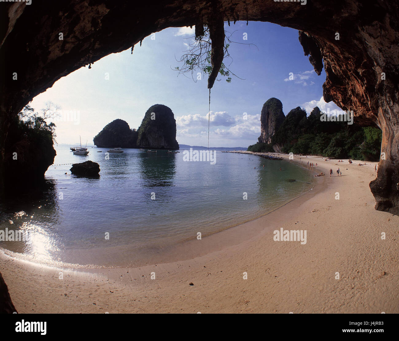 Thailand, Krabi, Pranang Beach, limestone rock, round arch outside, Ao ...