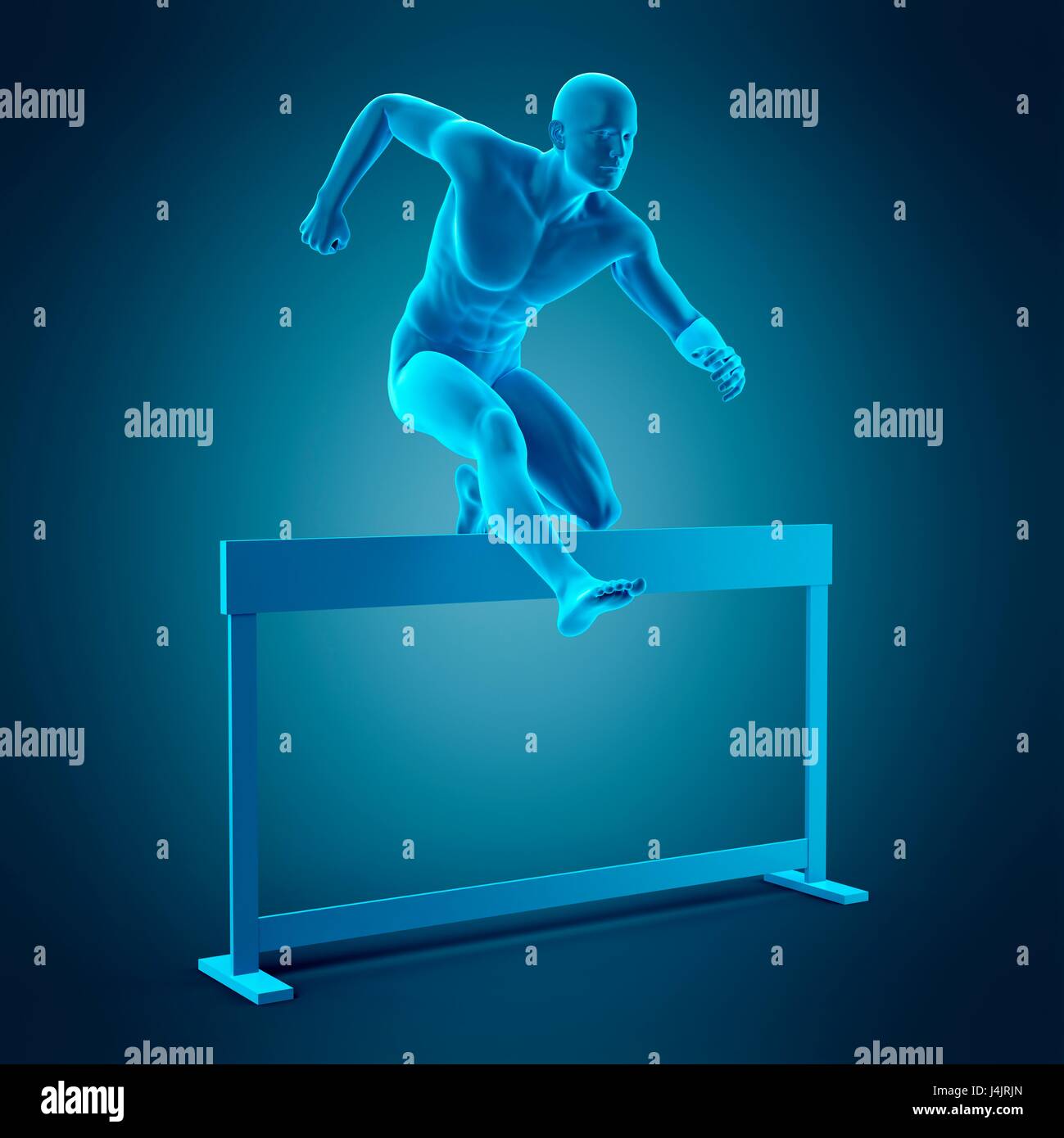 Athlete hurdling over hurdle, illustration Stock Photo - Alamy