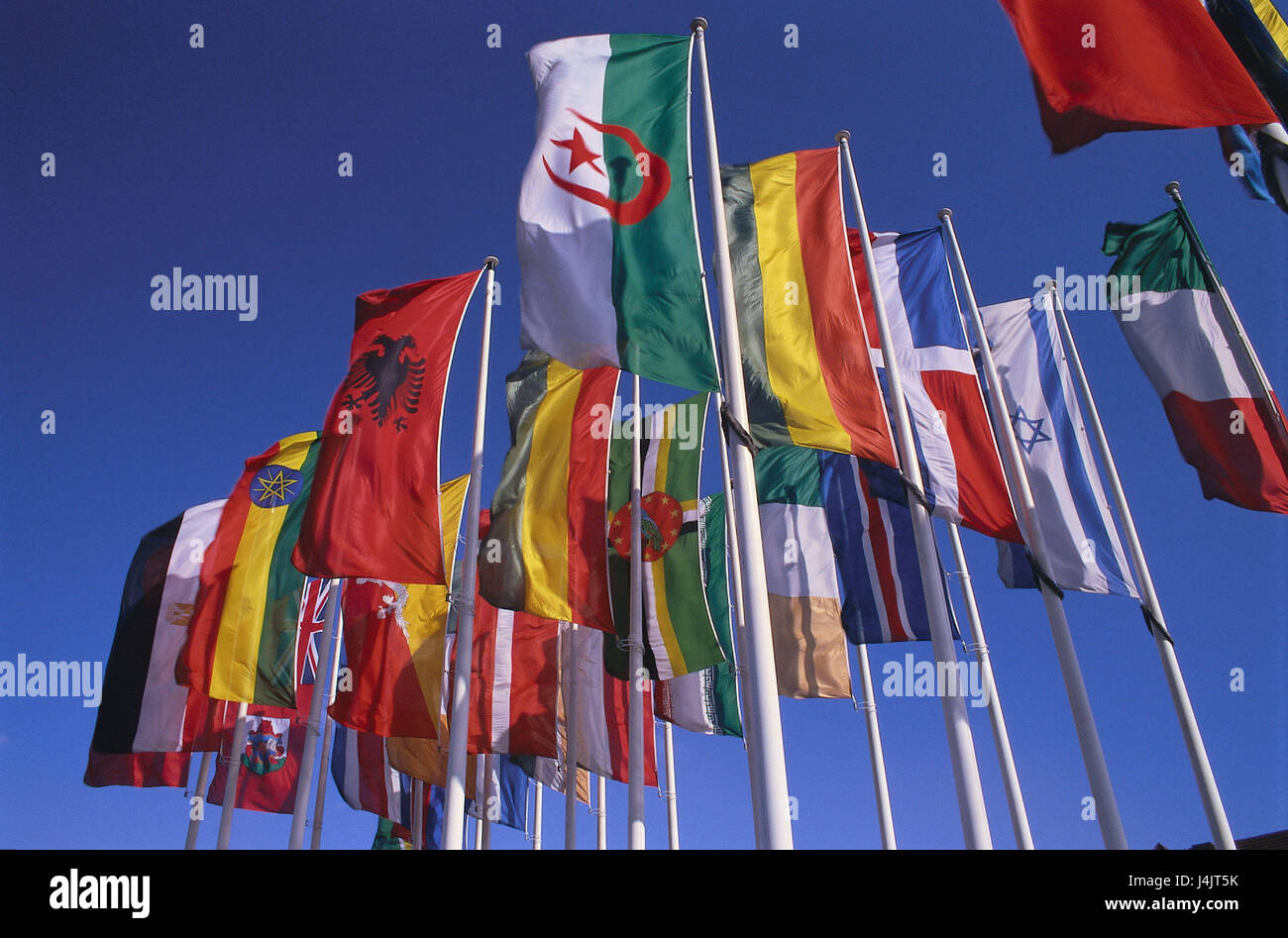 Flags, internationally flagpoles, flags, different, differently ...