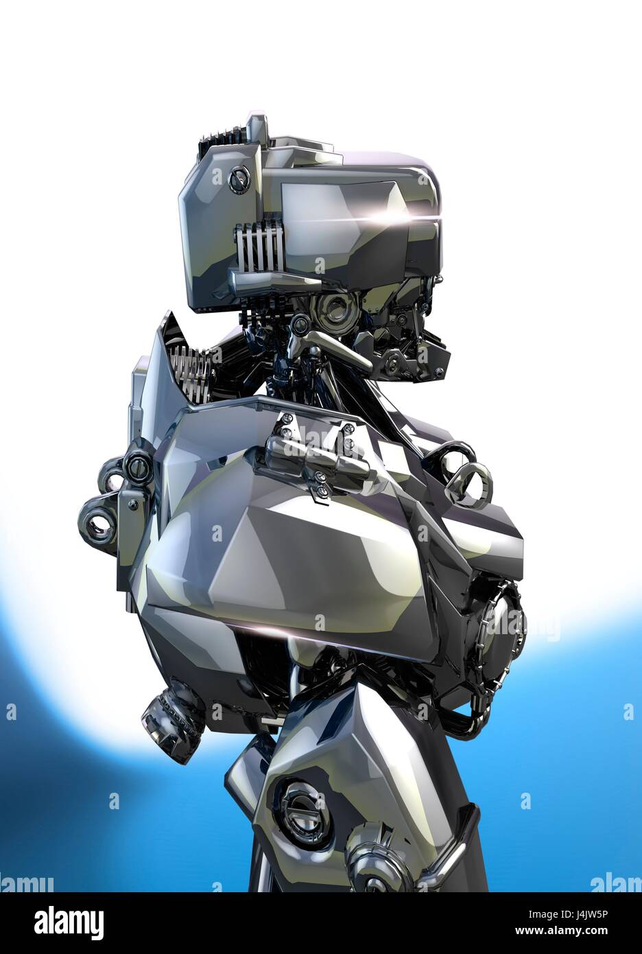 Robotic figure against plain background, illustration Stock Photo - Alamy