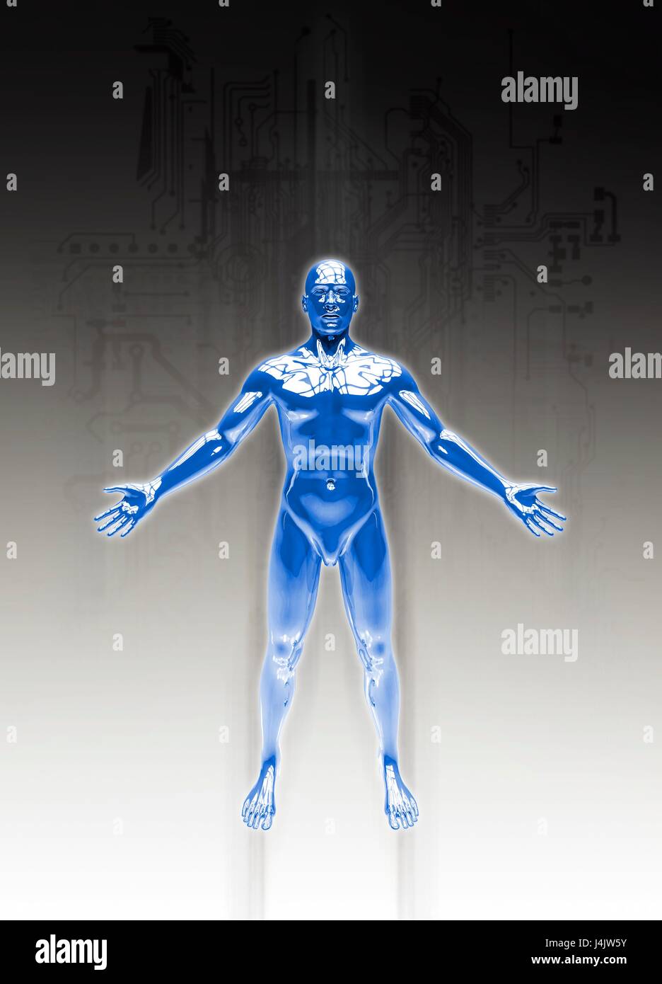 Blue human figure against plain background, illustration Stock Photo ...