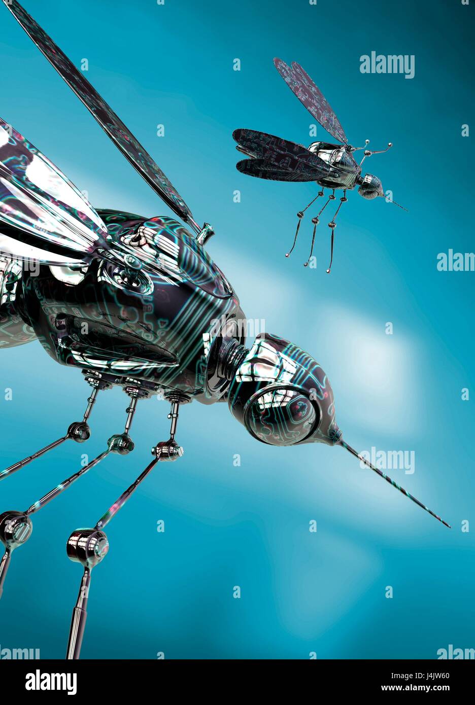 Nano insects against blue background, illustration Stock Photo - Alamy