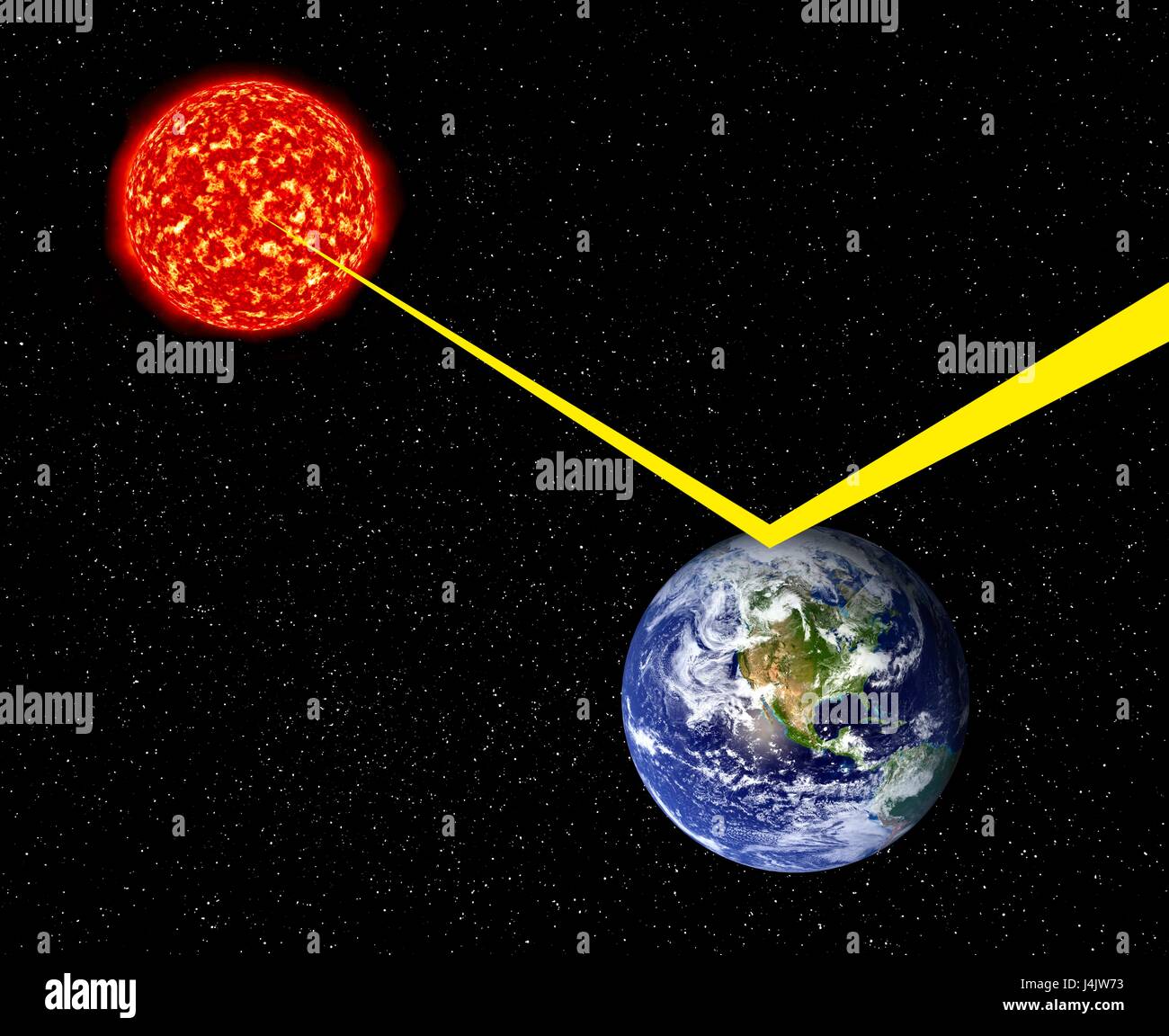 Energy from the sun hitting the arctic and bouncing off, illustration ...