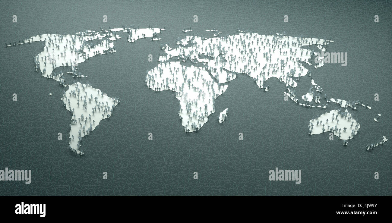 World map with human figures, illustration Stock Photo - Alamy