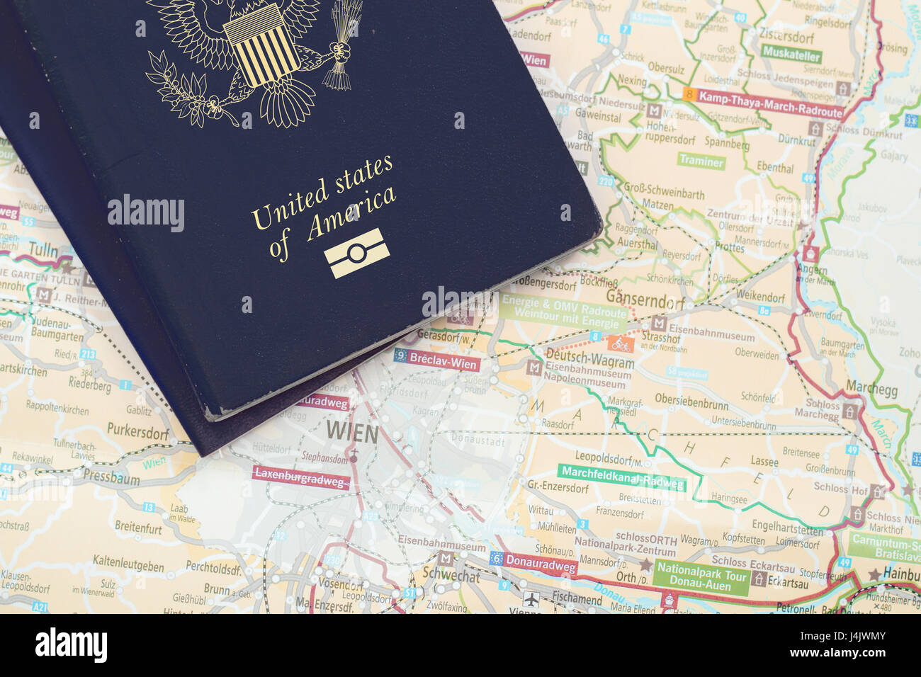 american passport on map Stock Photo - Alamy