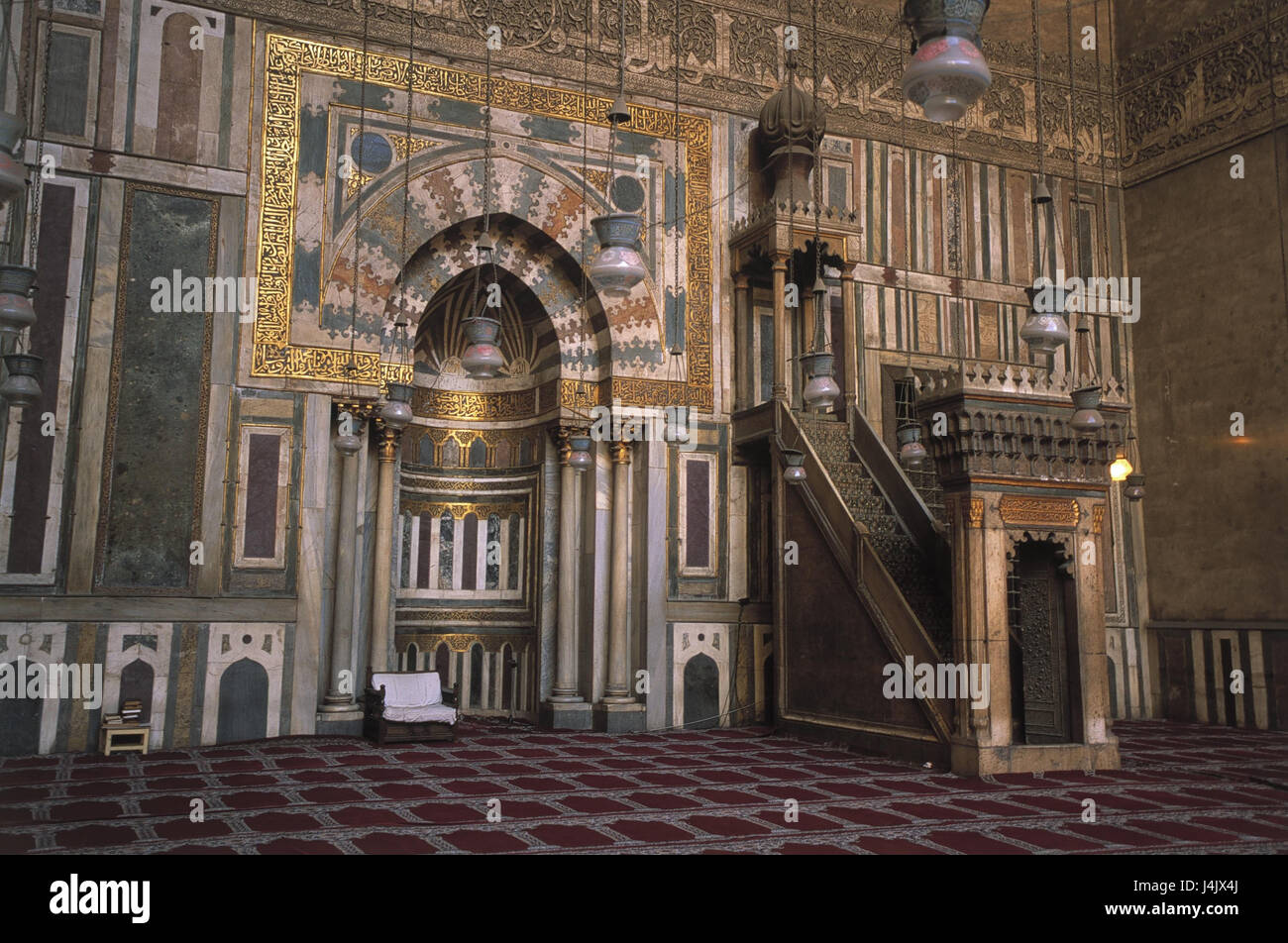 Egypt, Nile delta, Cairo, Mohamed Ali Moschee, interior shot inside ...