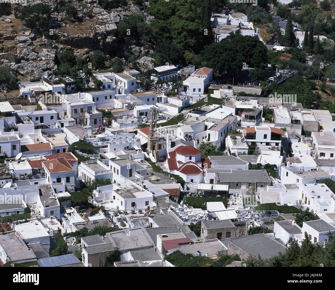 Greece, island Rhodes, Lindos, town overview Dodekanes, island, the ...