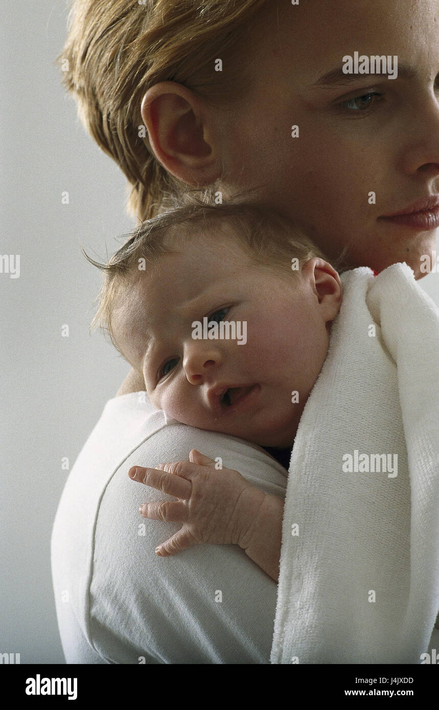 Mother, baby, security, portrait inside, at home, woman, young, child ...