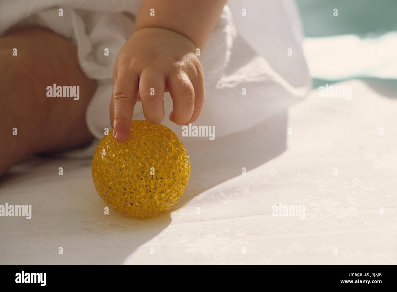 Baby, sit, detail, hand, ball, touch child, infant, parts of the body ...