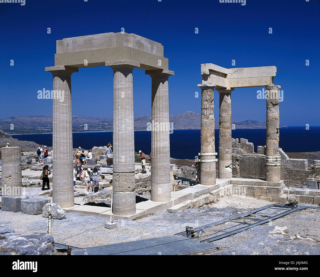 Greece, island Rhodes, Lindos, castle mountain, Acropolis, Athena's ...