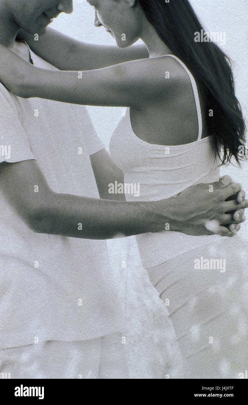 Couple, young, falls in love, embrace, eye contact, s/w feeling ...