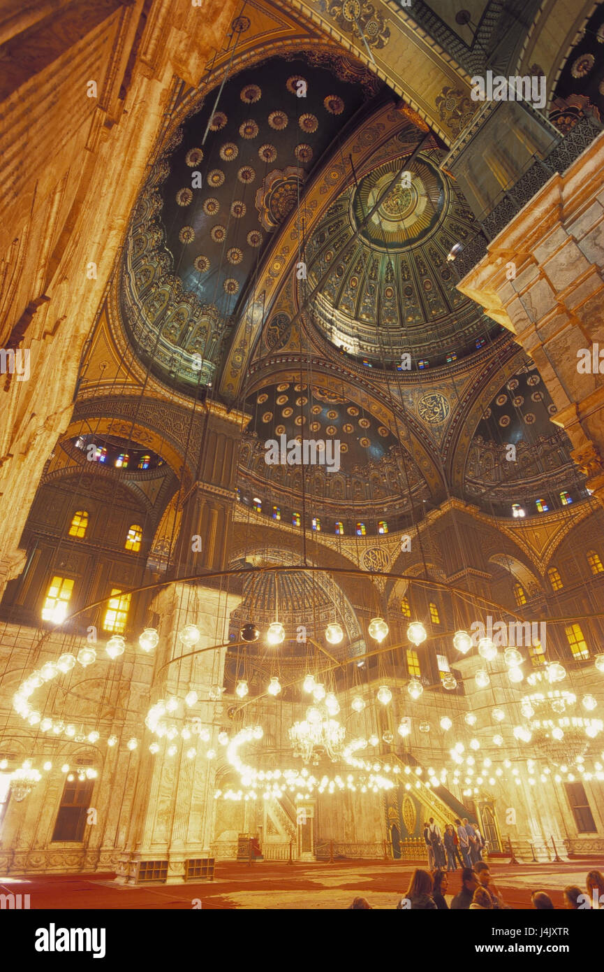 Egypt, Nile delta, Cairo, Mohamed Ali Moschee, interior shot inside ...
