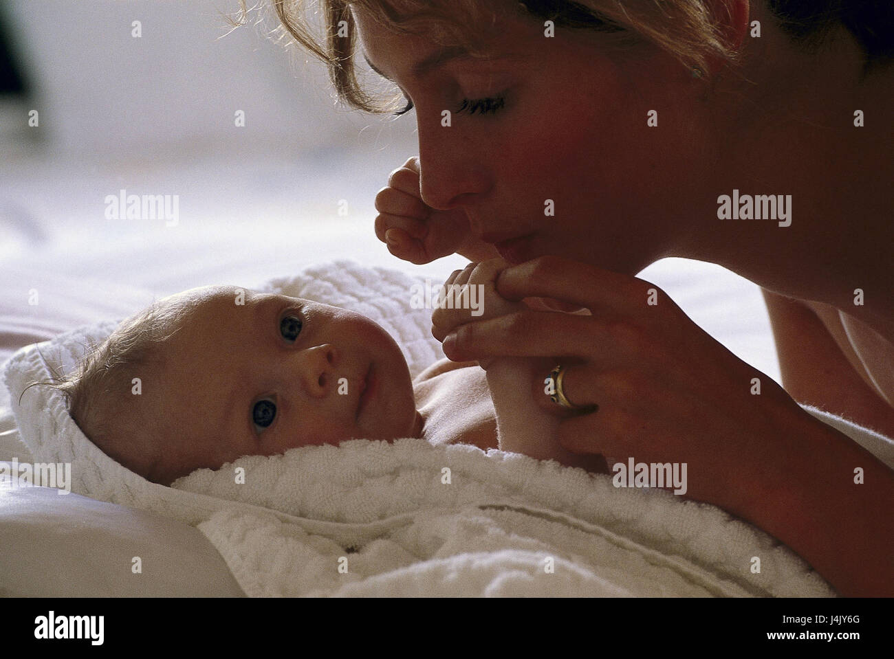 Mother, baby, affectionately, touch, portrait, at the side inside, at ...