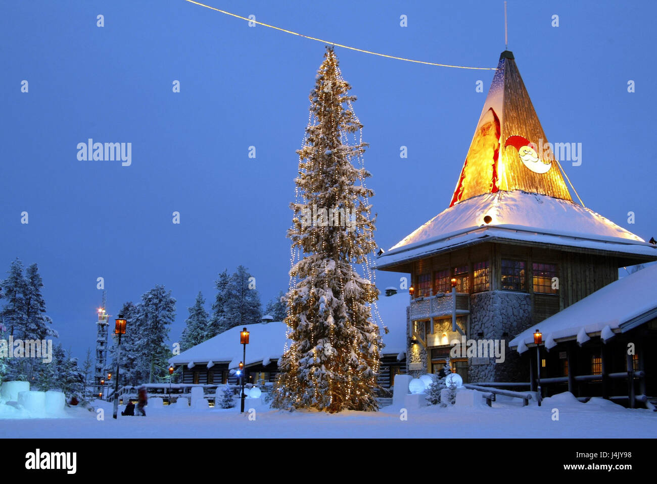 Finland, Lapland, Rovaniemi, 'Santa of Claus Village', Christmas tree ...