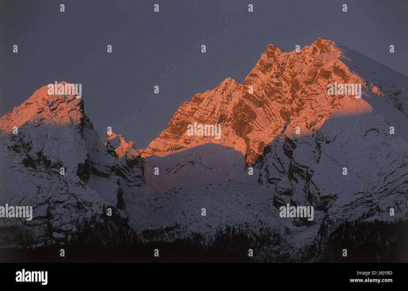 Germany, Berchtesgadener country, Watzmann, summit, evening light ...