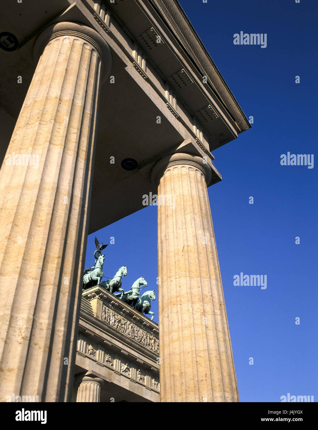 Germany, Berlin, Paris square, pillars, view, the Brandenburg Gate ...