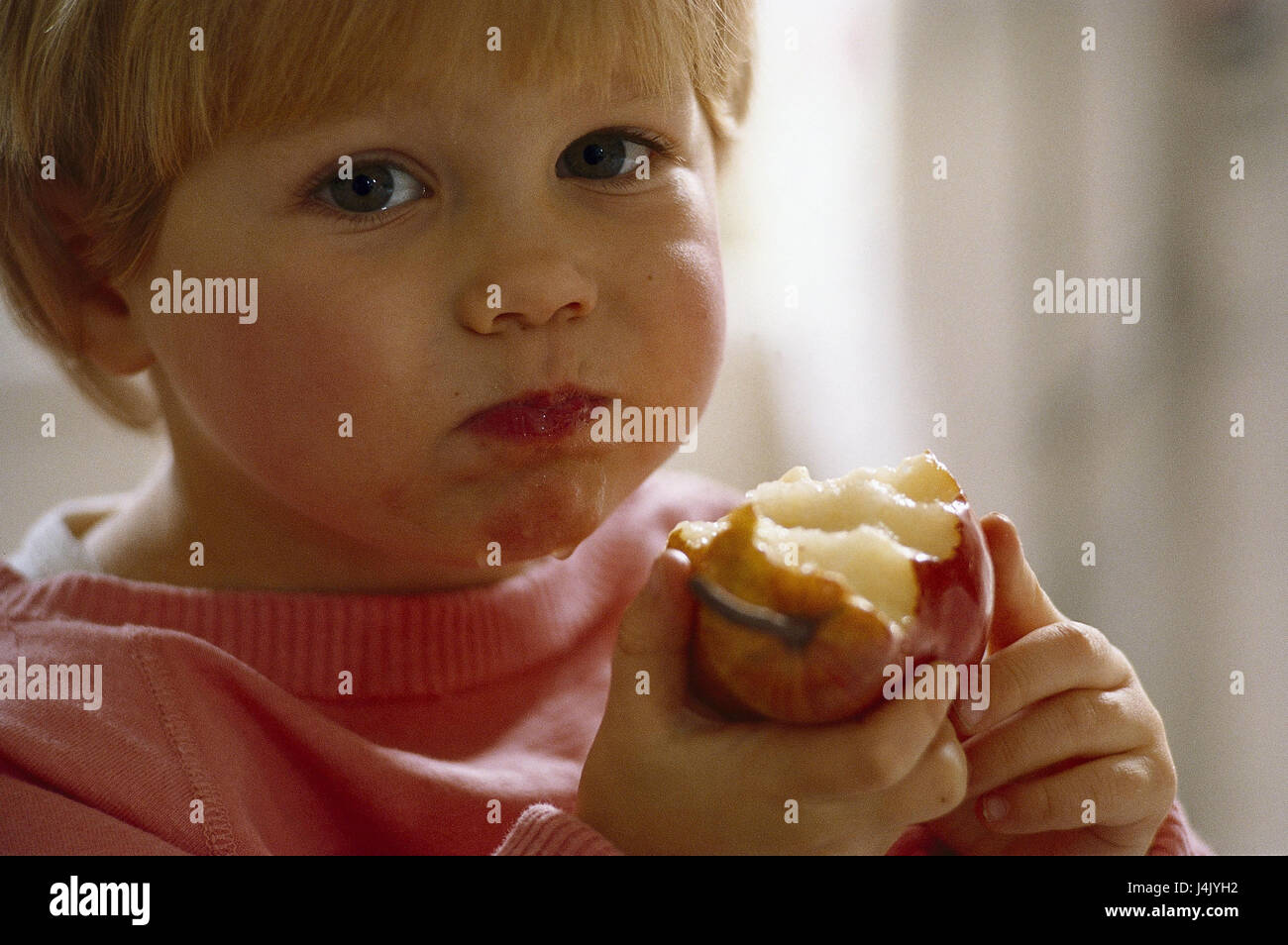 Child, pear, eat, portrait, child, girl, infant, child portrait, curled ...