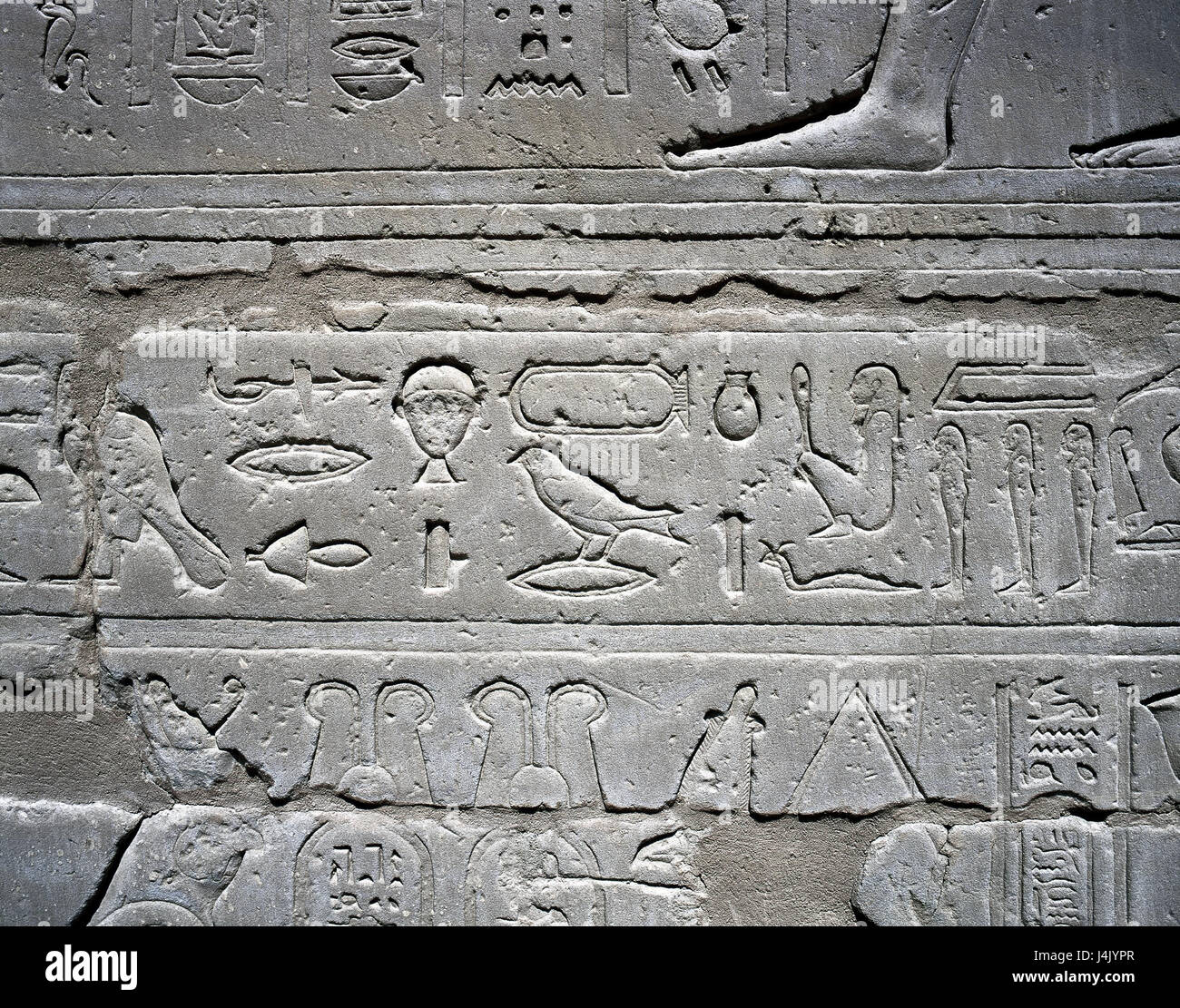 Egypt, Edfu, Horus temple, detail, temple defensive wall, wall relief ...