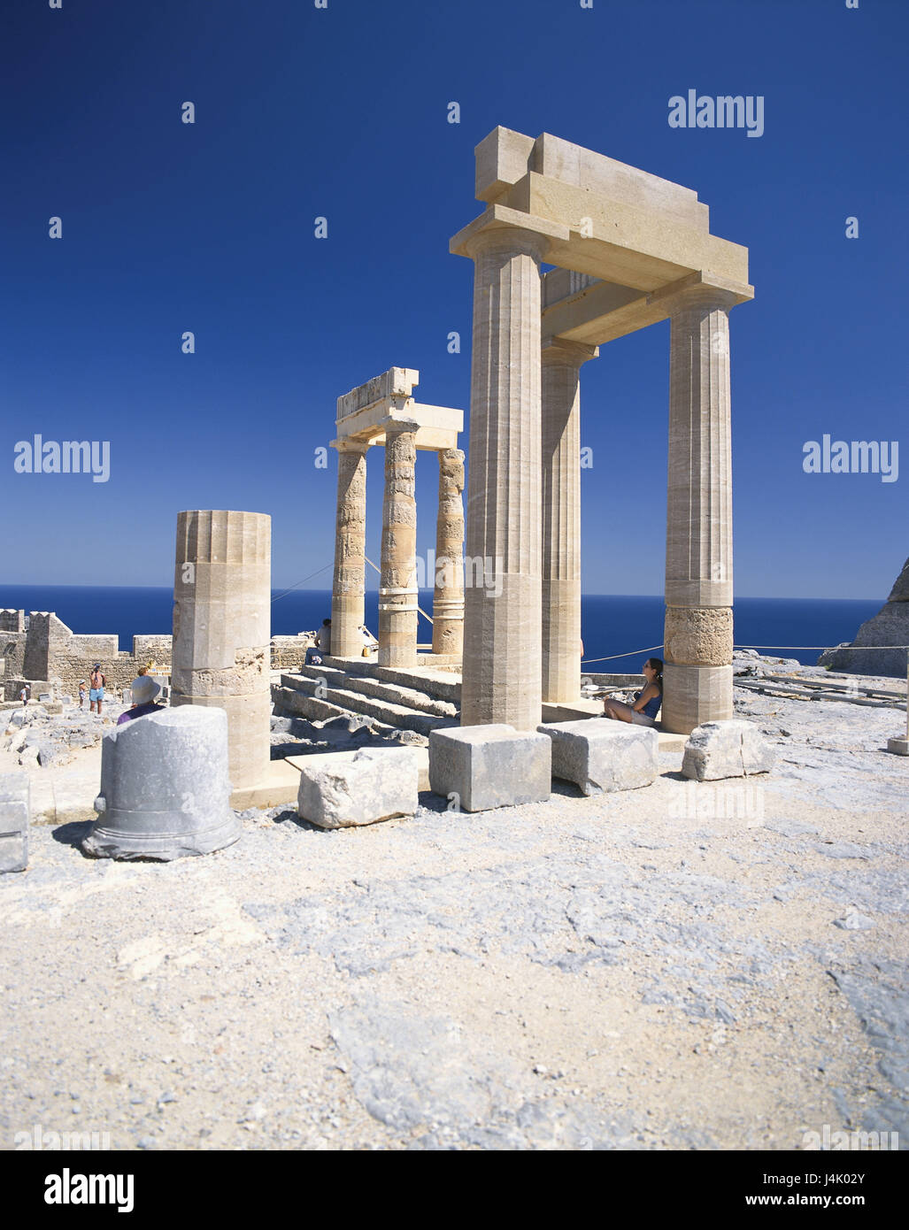 Greece, island Rhodes, Lindos, castle mountain, Acropolis, Athena's ...