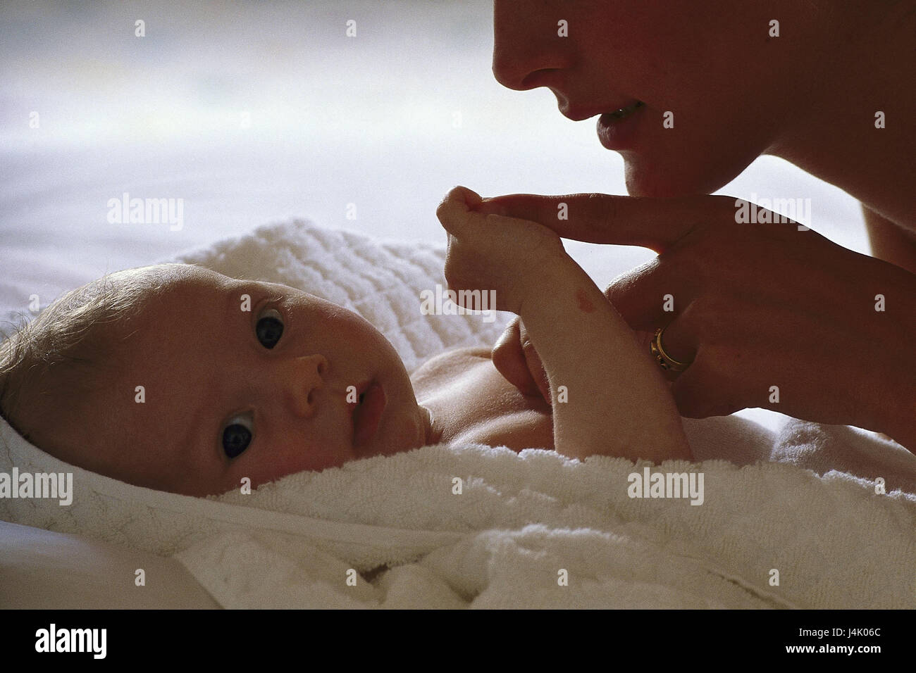 Mother, baby, affectionately, touch, portrait, at the side inside, at ...