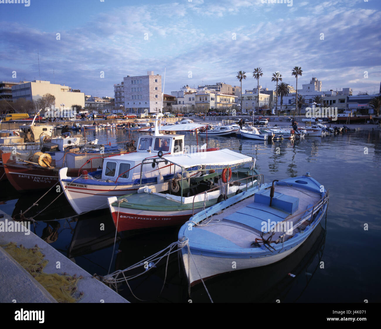 Greece, the Peloponnesus, Corinth, town view, harbour of Europe, the ...