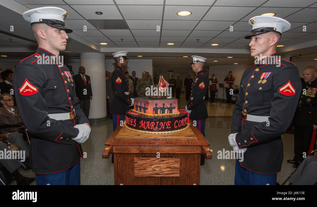 U.S. Marines with Marine Barracks Washington stand at parade rest ...