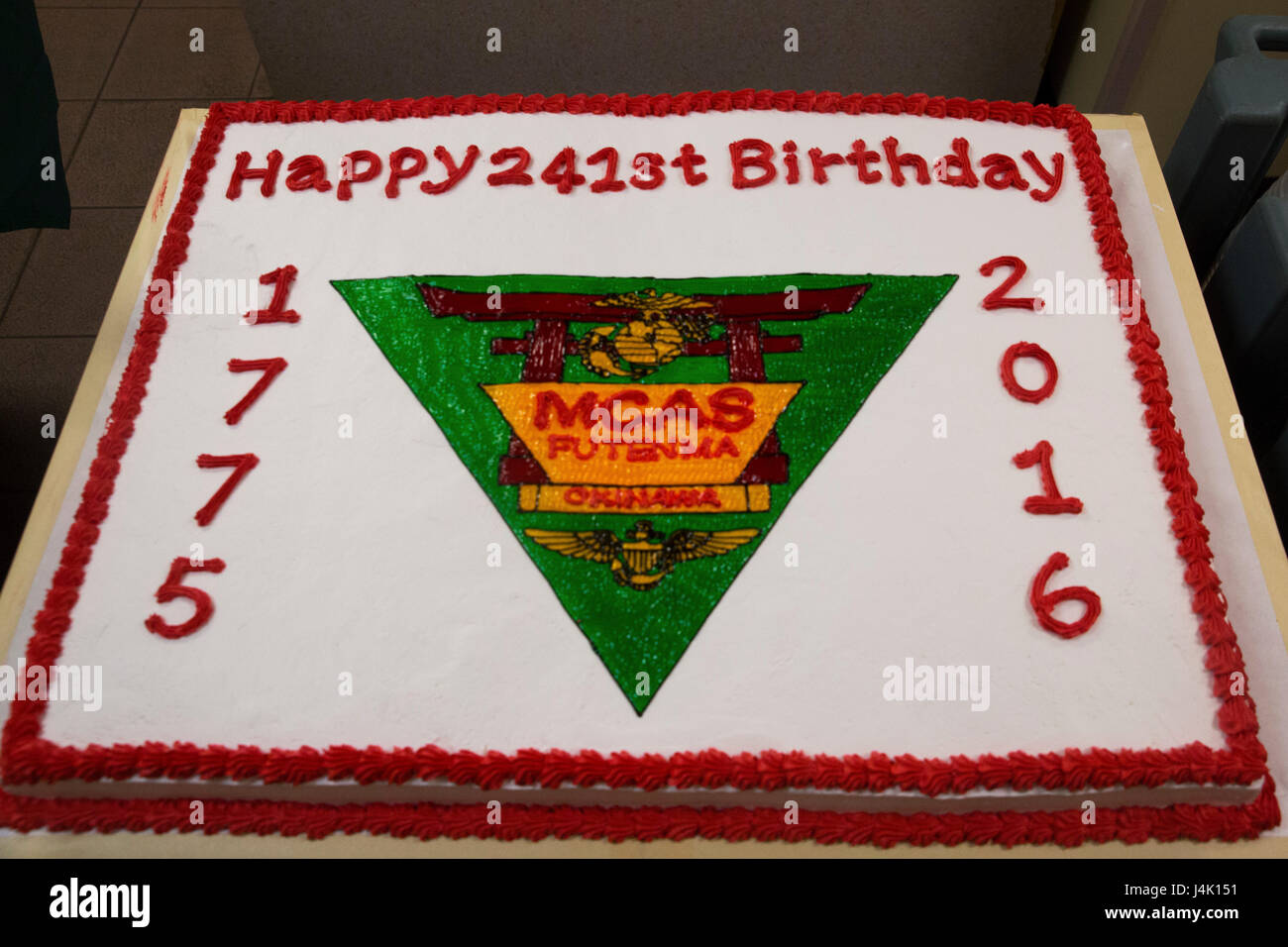 A birthday cake is part of the 241st Marine Corps Birthday celebration ...