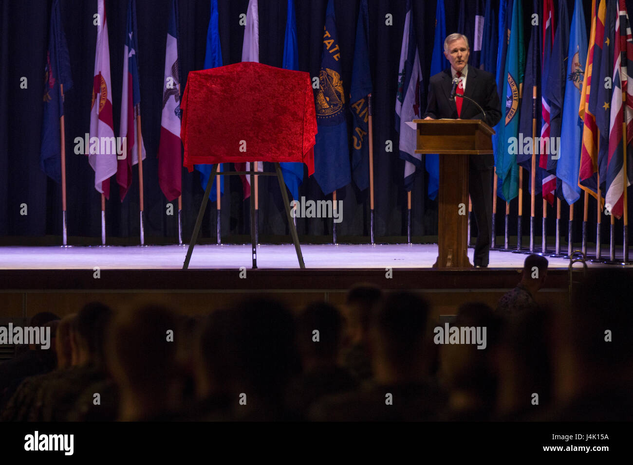 Secretary of the Navy Ray Mabus speaks during a ceremony at Marine ...