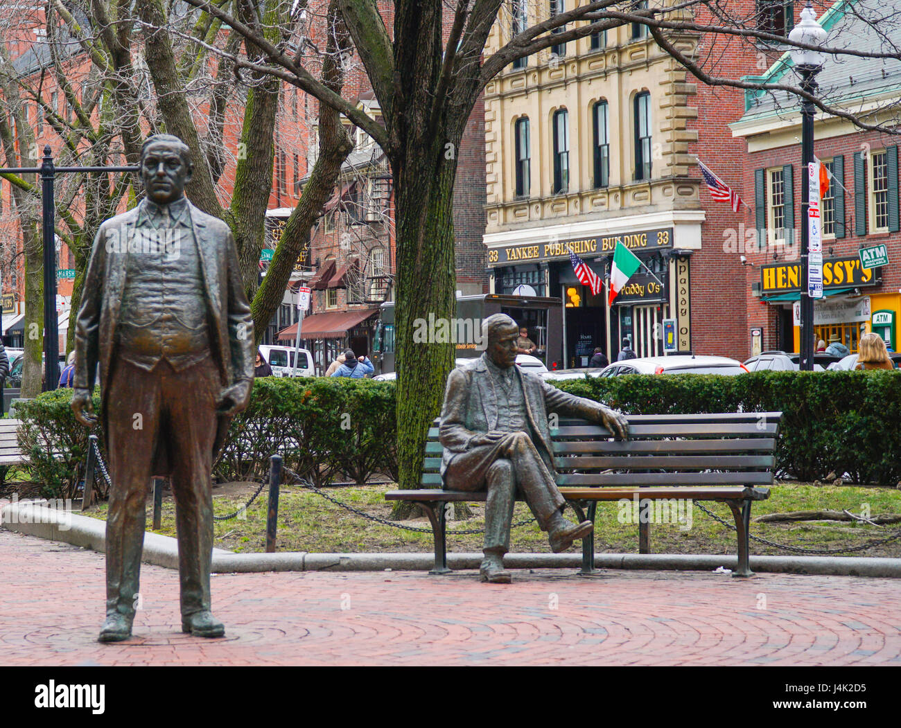 Bronze statues of Men in Boston Downtown - BOSTON , MASSACHUSETTS Stock ...