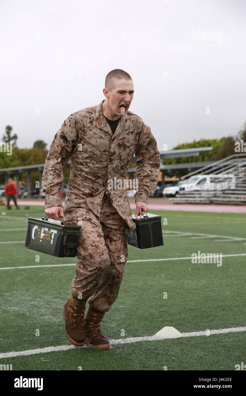 A recruit from Bravo Company, 1st Recruit Training Battalion, sprints ...