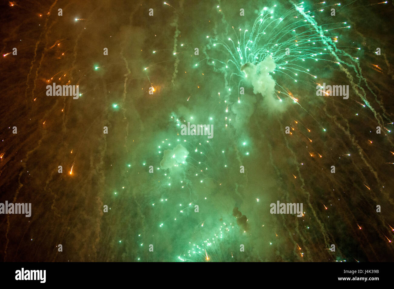 fireworks explosions in the night sky. Close-up. Holiday concept Stock ...