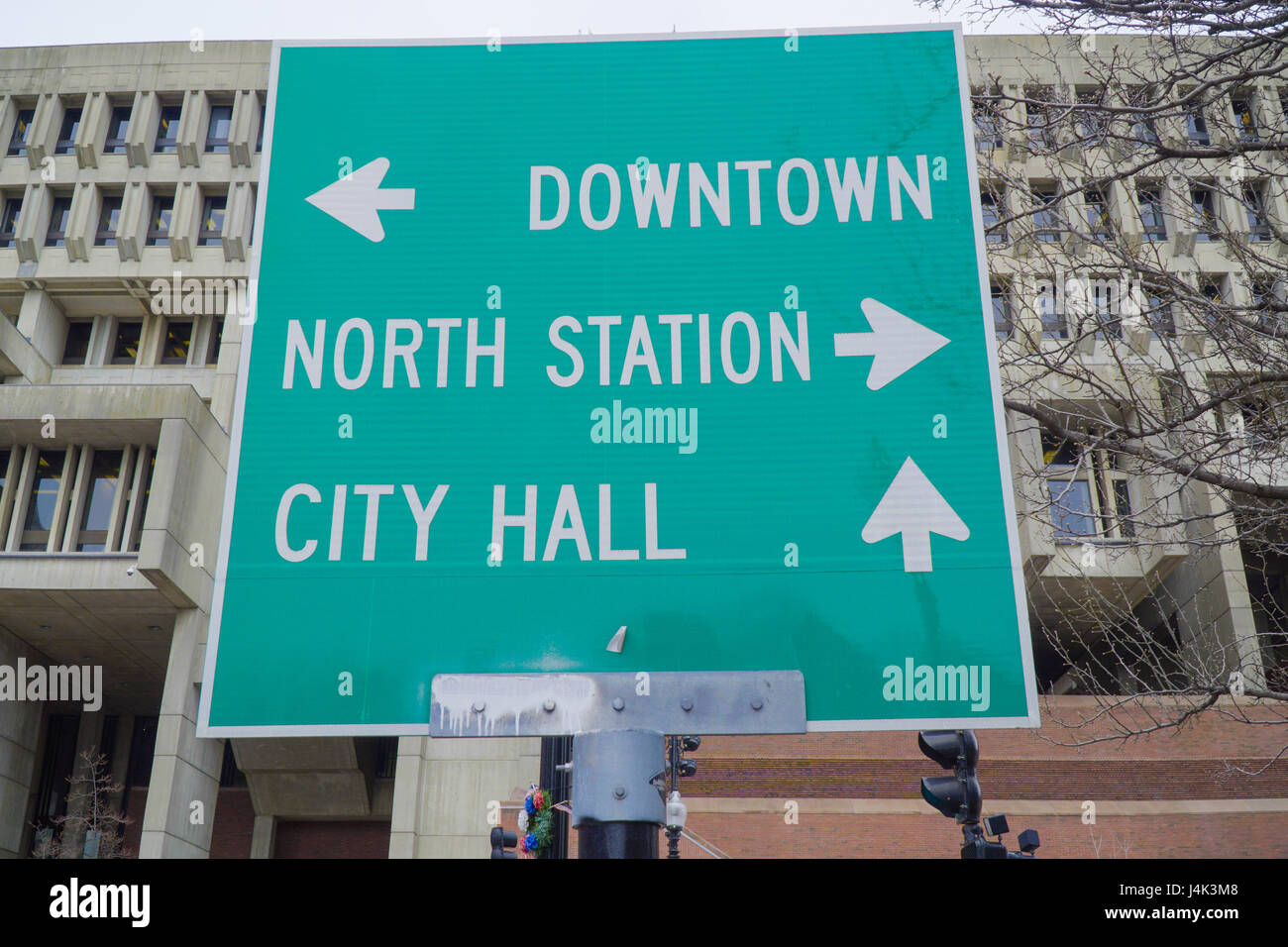 Direction signs to Downtown and City Hall in Boston - BOSTON ...