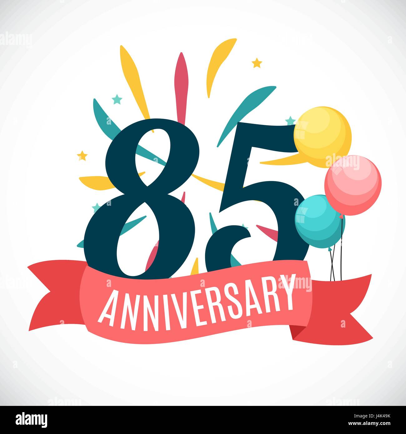 Anniversary 85 Years Template with Ribbon Vector Illustration Stock ...