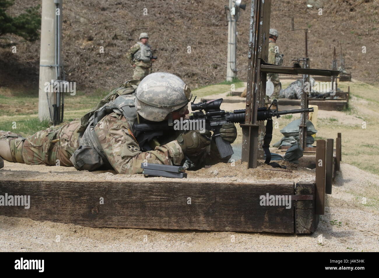 A 2nd Infantry Division participant fired an M4 rifle in a prone ...